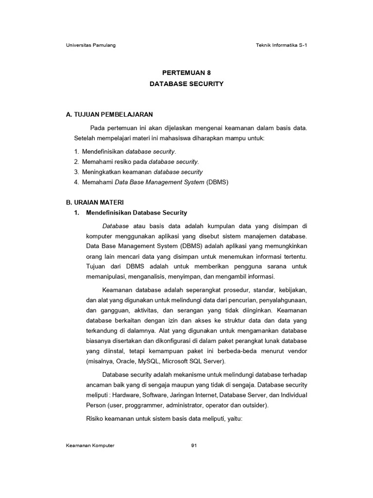 Keamanan Database untuk Mahasiswa | PDF