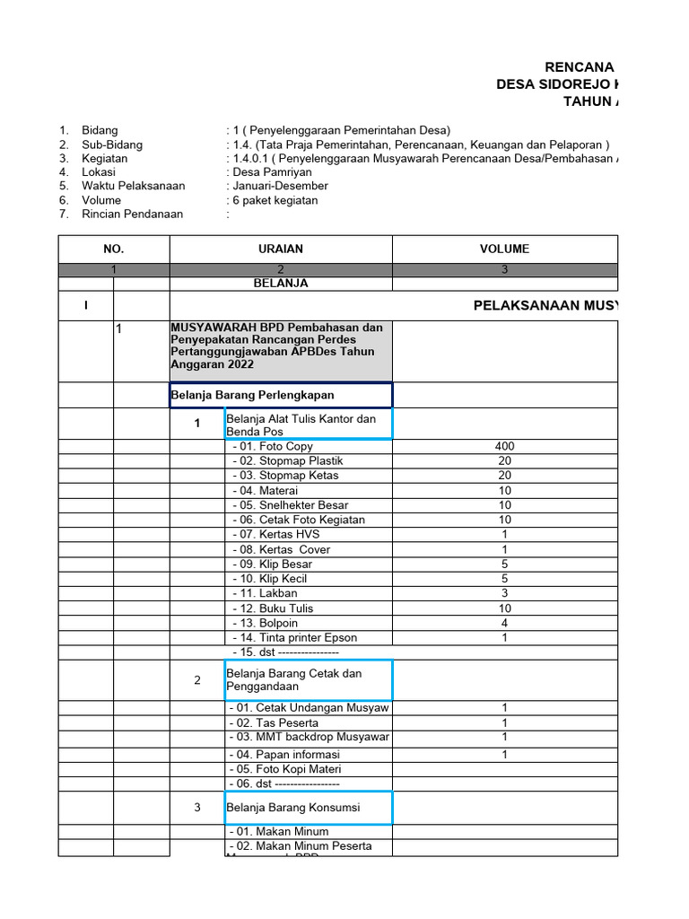 Rab Kegiatan Rutin Operasional Konstruksi | PDF