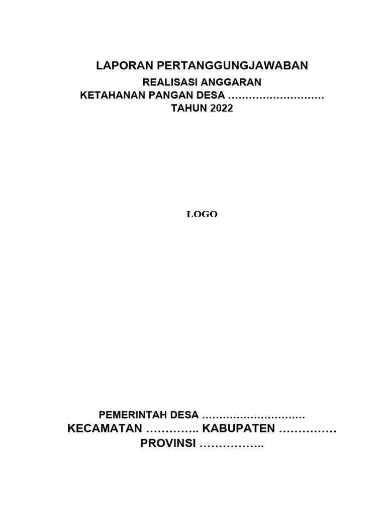 Contoh Cover LPJ Ketahanan Pangan | PDF
