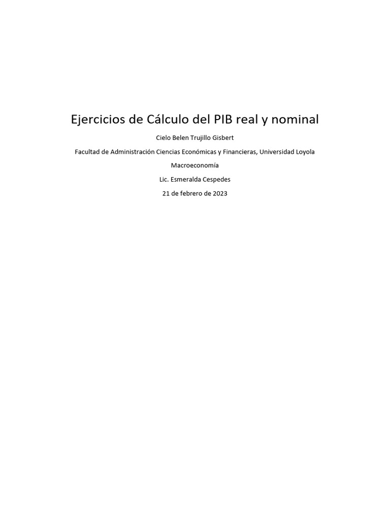 Ejercicios de Cálculo Del PIB Real y Nominal | PDF