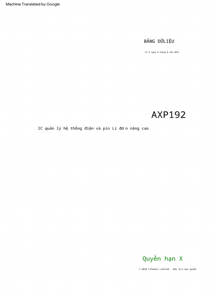 AXP192 Datasheet v1.13 - VI | PDF