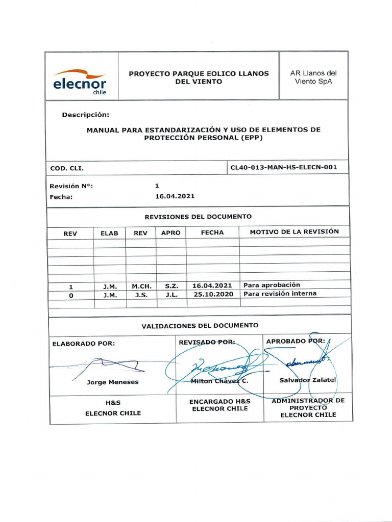 CL40-013-MAN-HS-ELECN-001 Estudio de EPP | PDF