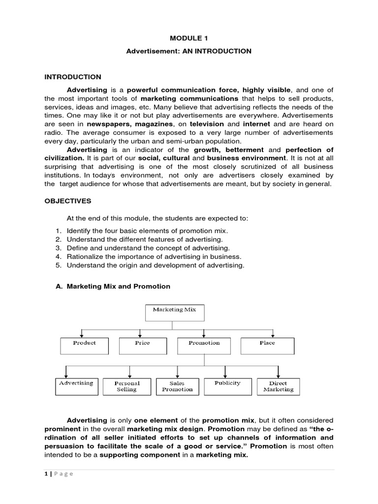 MODULE-1 Advertising | PDF