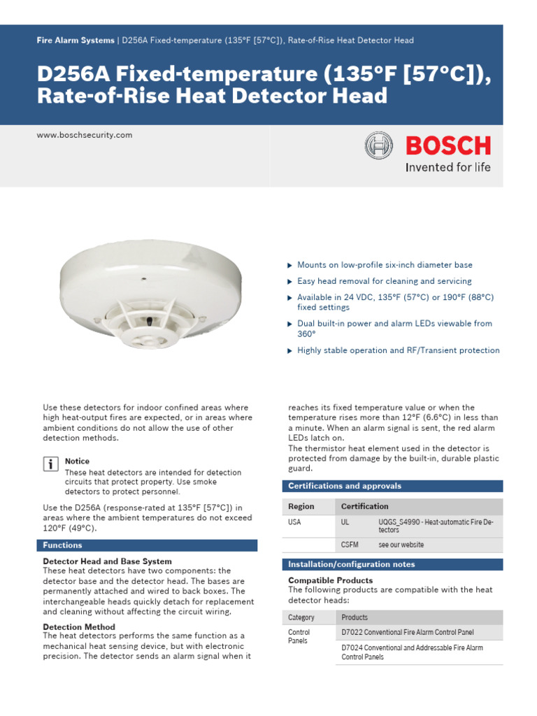BOSCH Heat Detector | PDF