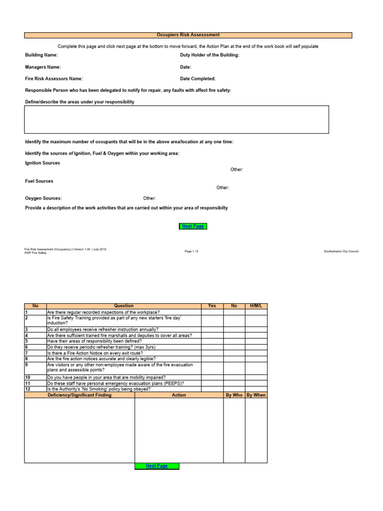 Risk Assessment Occupancy Fire | PDF | Fire Safety | Combustion