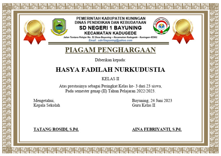 Piagam Penghargaan Landscape | PDF