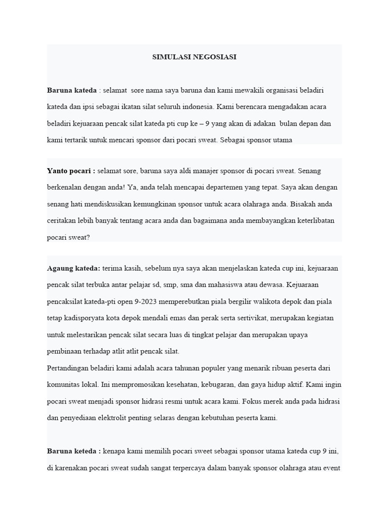simulasi negosiasi sponsor | PDF