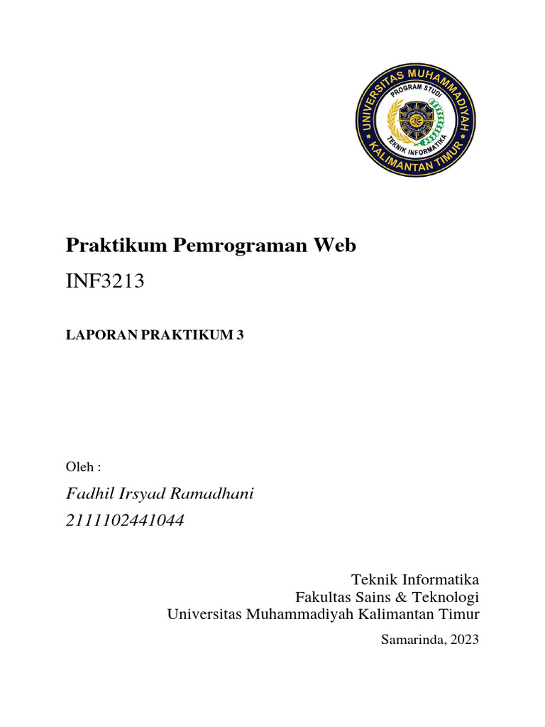 2111102441044-Fadhil Irsyad Ramadhani Praktikum 3 Pemrograman Web | PDF