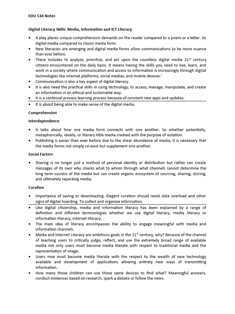 Digital Literacy Skill Notes | PDF