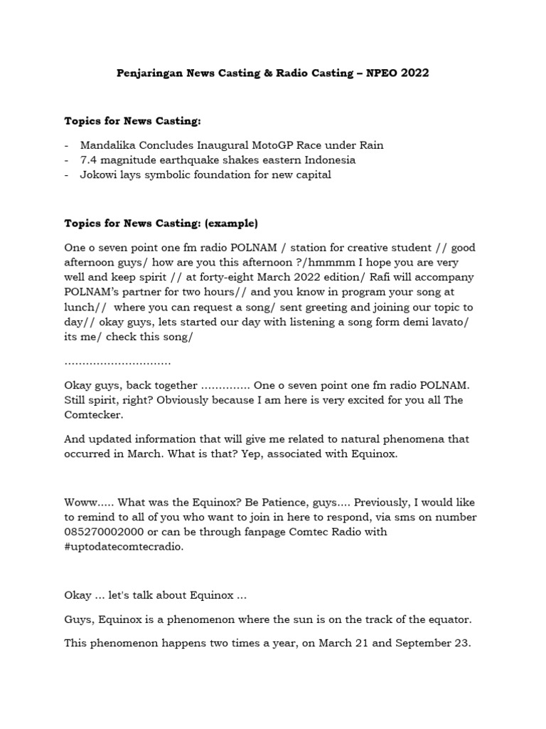 News Casting and Radio Casting | PDF