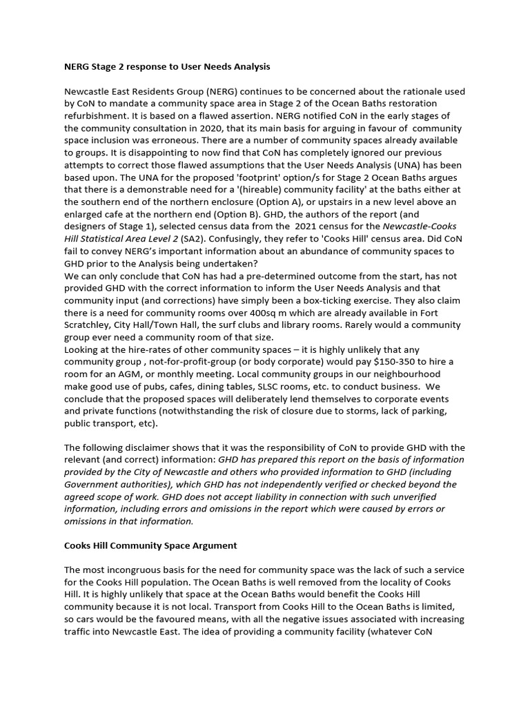 Nerg Stage 2 Response To User Needs Analysis | PDF