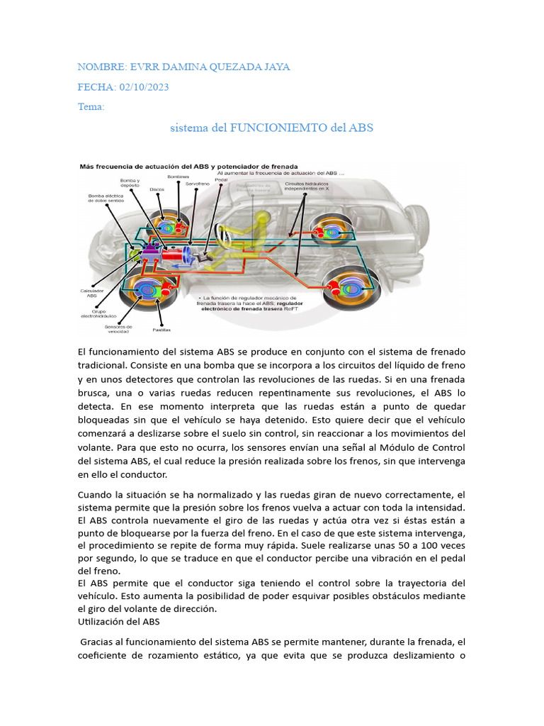 Sistema Abs | PDF | Sistema de freno antibloqueo | Vehículos
