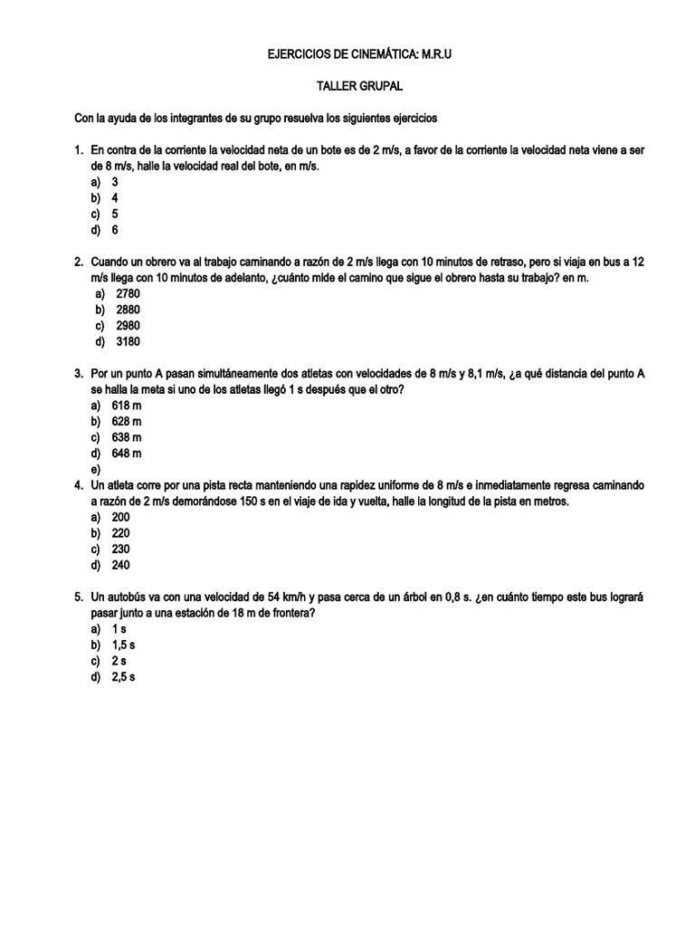 Ejercicios de Mru | PDF