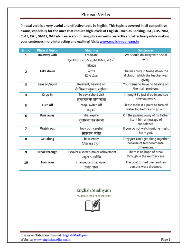 Phrasal Verbs Sheet 21 | PDF