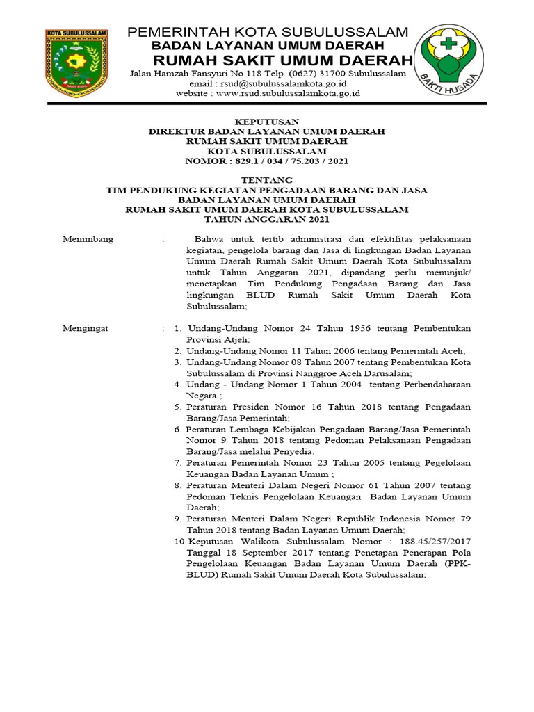 SK Tim Pendukung | PDF