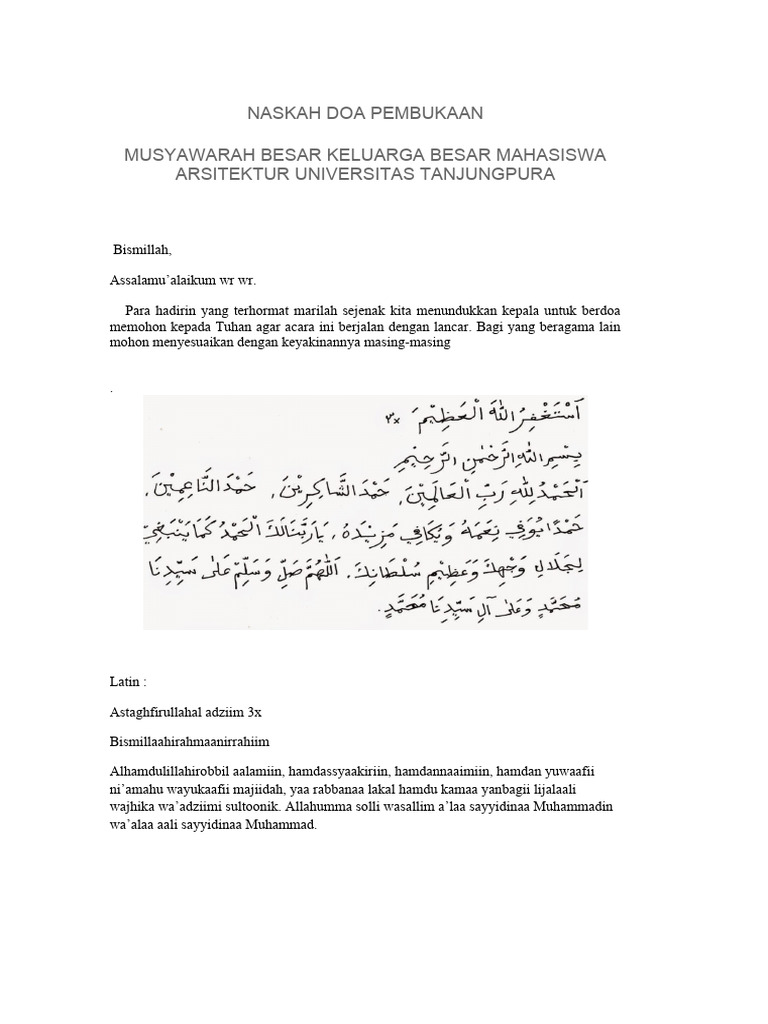 Teks Doa Pembuka MUBES | PDF