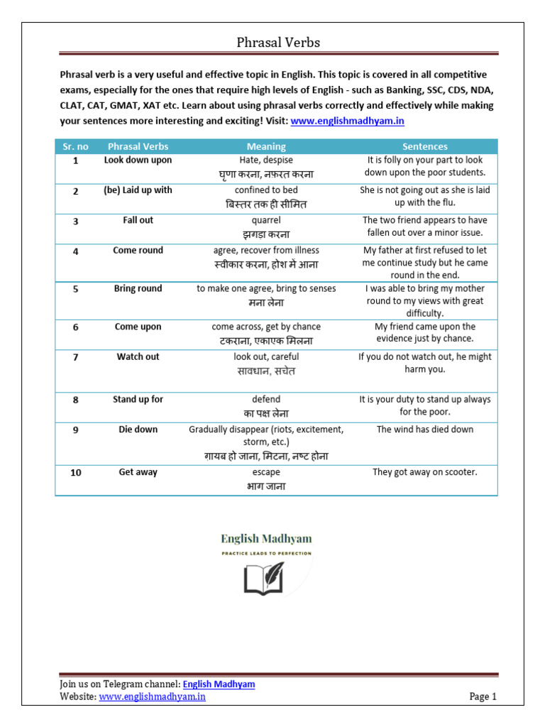 Phrasal Verbs Sheet 16 | PDF