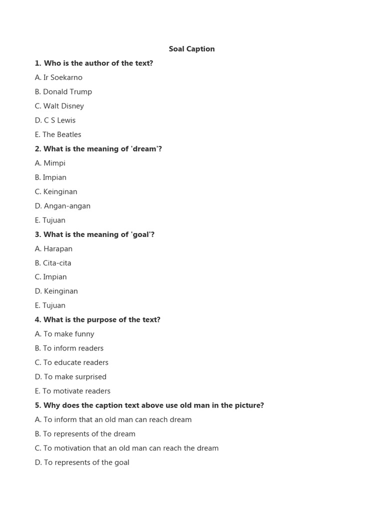 Soal Caption B.Inggris | PDF