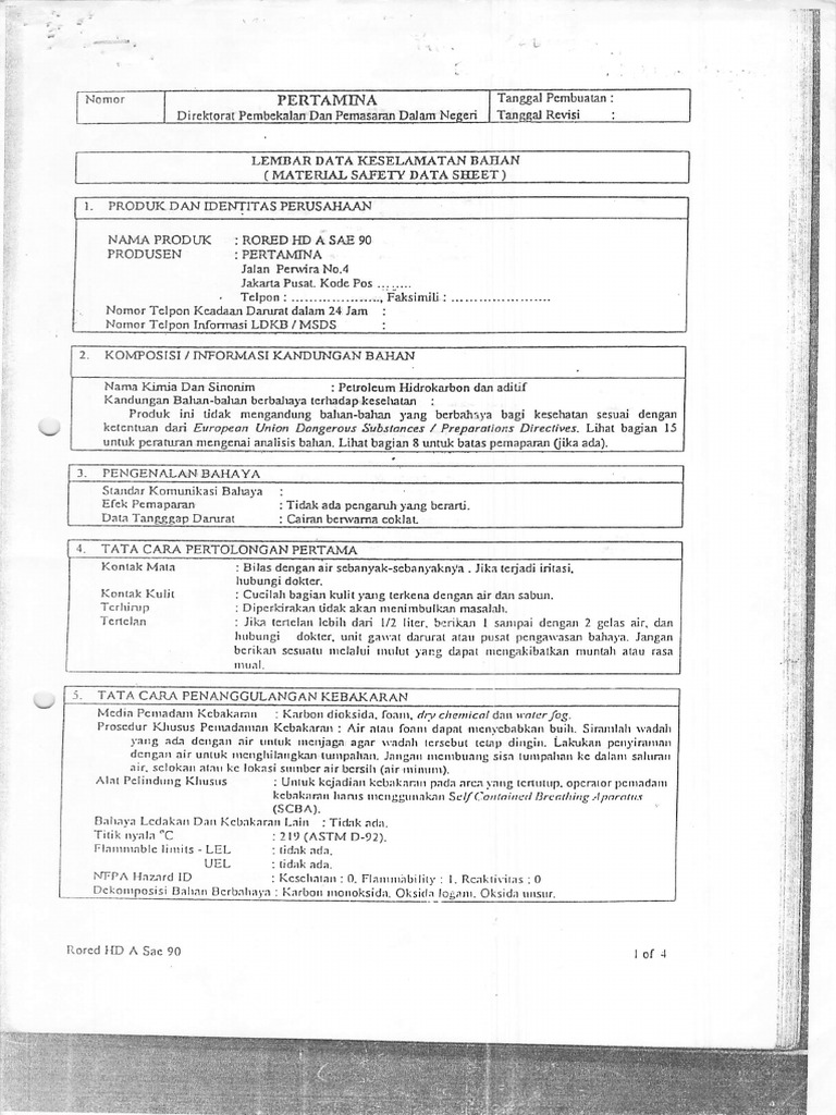 SDS MSDS Rored HDA 90 | PDF