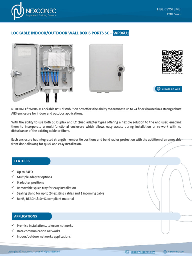 Lockable Indoor Outdoor Wall Box 6ports SC WP06U1 | PDF