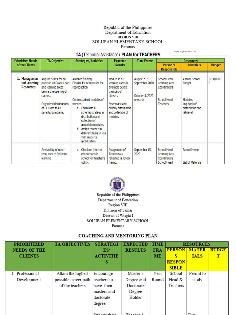Technical Assistance Plan for Teachers | PDF | Career & Growth