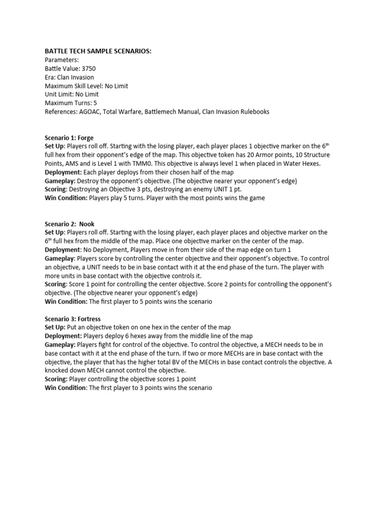 Clan Invasion Battle Scenarios | PDF | Games & Activities