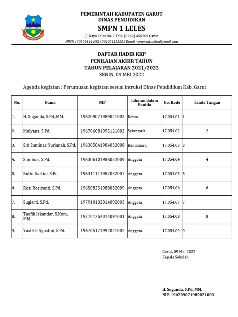 Daftar Hadir Rapat Pks | PDF