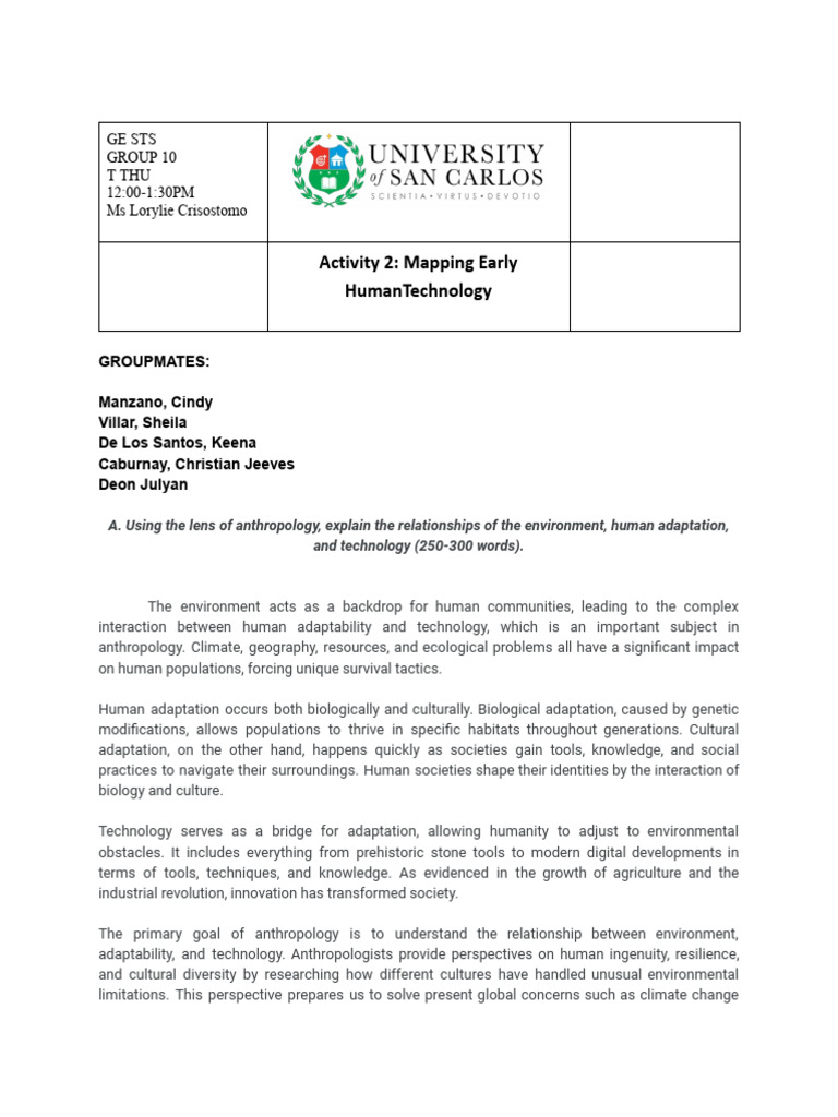 Activity 2 - Mapping Early Human Technology | PDF | Social Science