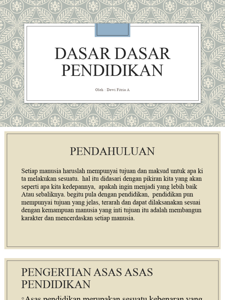 Dasar Dasar Pendidikan | PDF