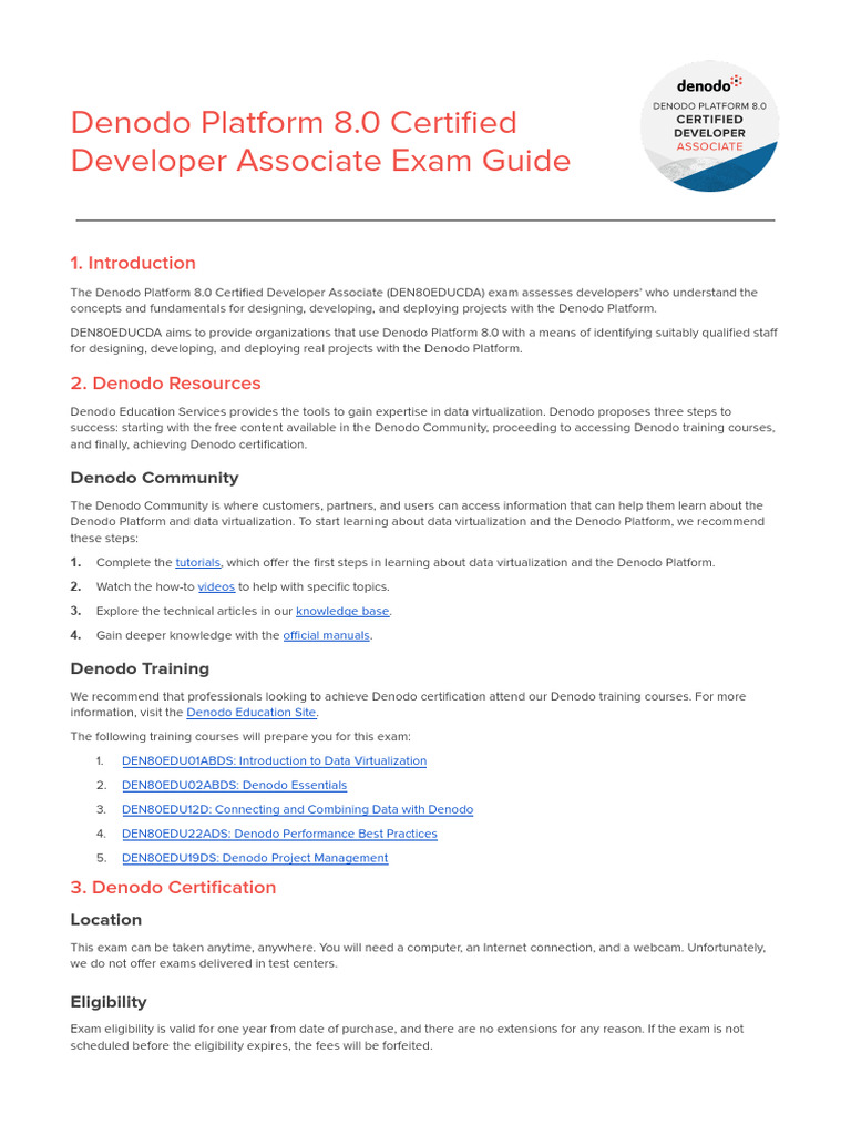 Dt-Edu-En-Denodo Platform 8.0 Certified Developer Associate Exam Guide ...