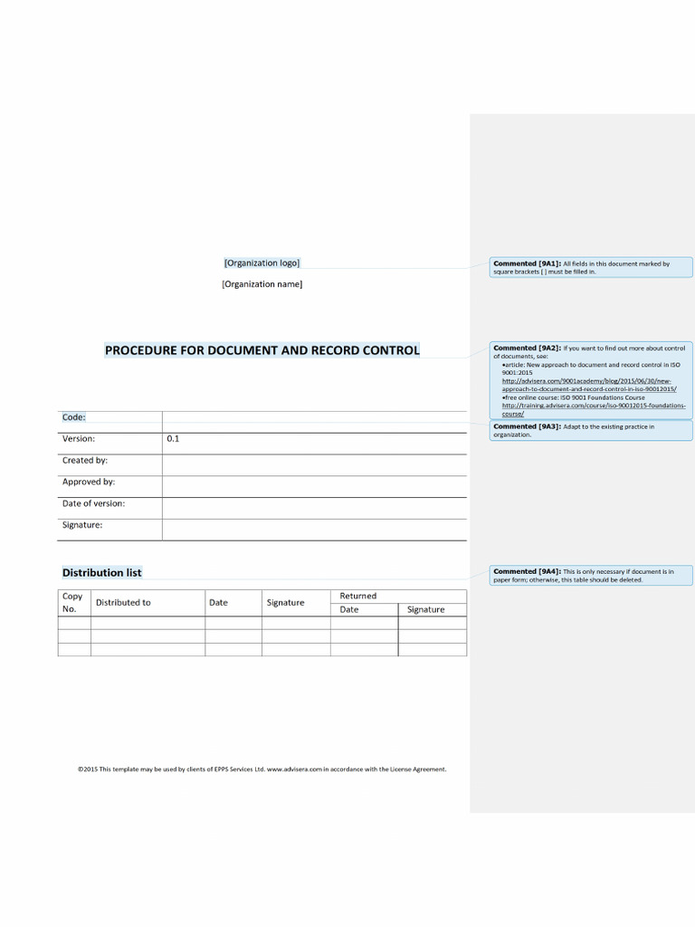 00 Procedure For Document and Record Control Premium 2020 Preview en | PDF