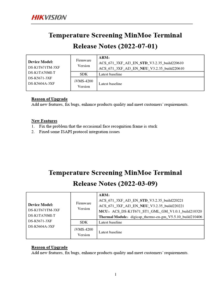 Temperature Screening Min Moe Terminal Release Note - V3.2.35 ...