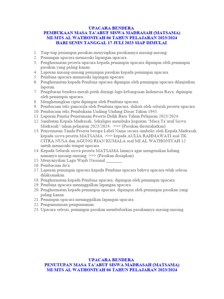 Teks Protokol Upacara PPDB | PDF