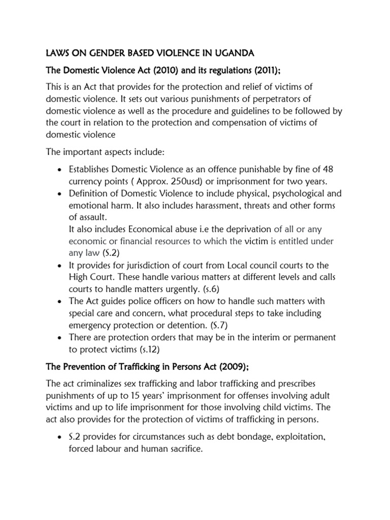 Gender-Based Violence Laws in Uganda | PDF