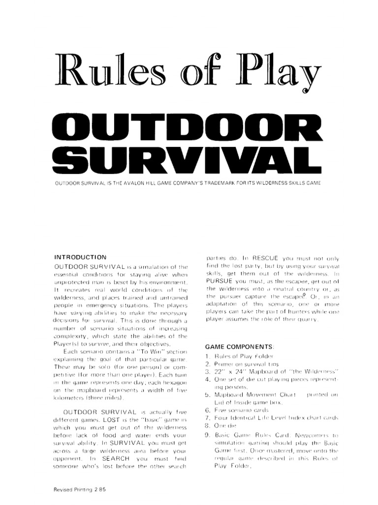 Outdoor Survival Rules | PDF