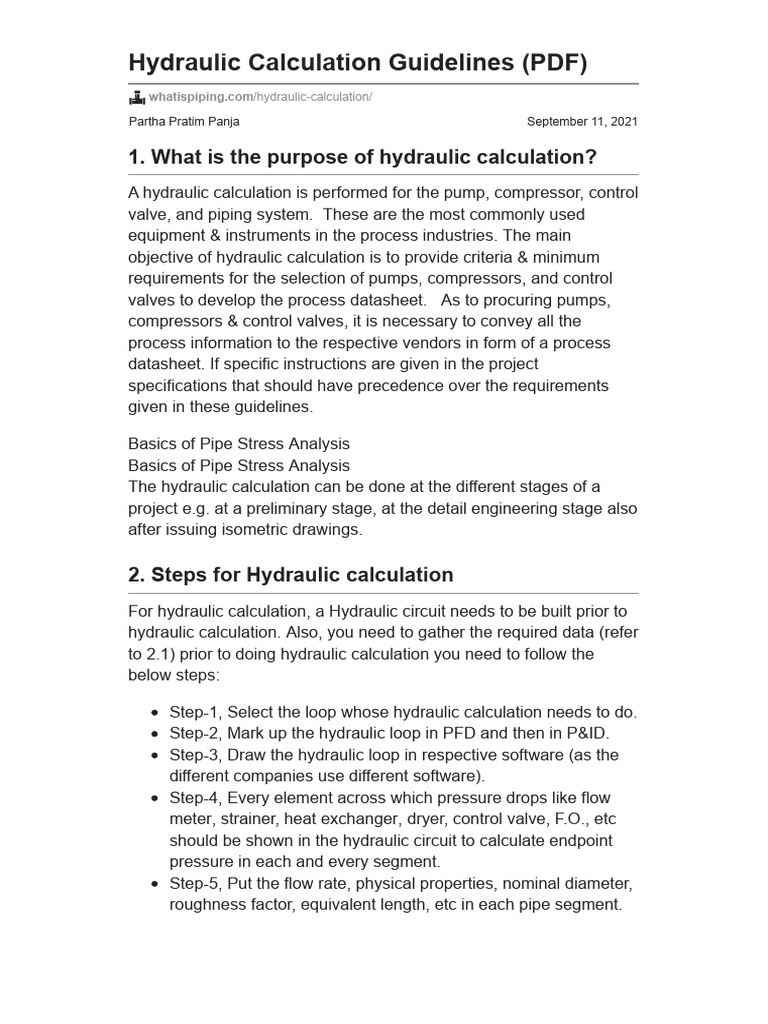 Hydraulic Calculation Gudielines | PDF