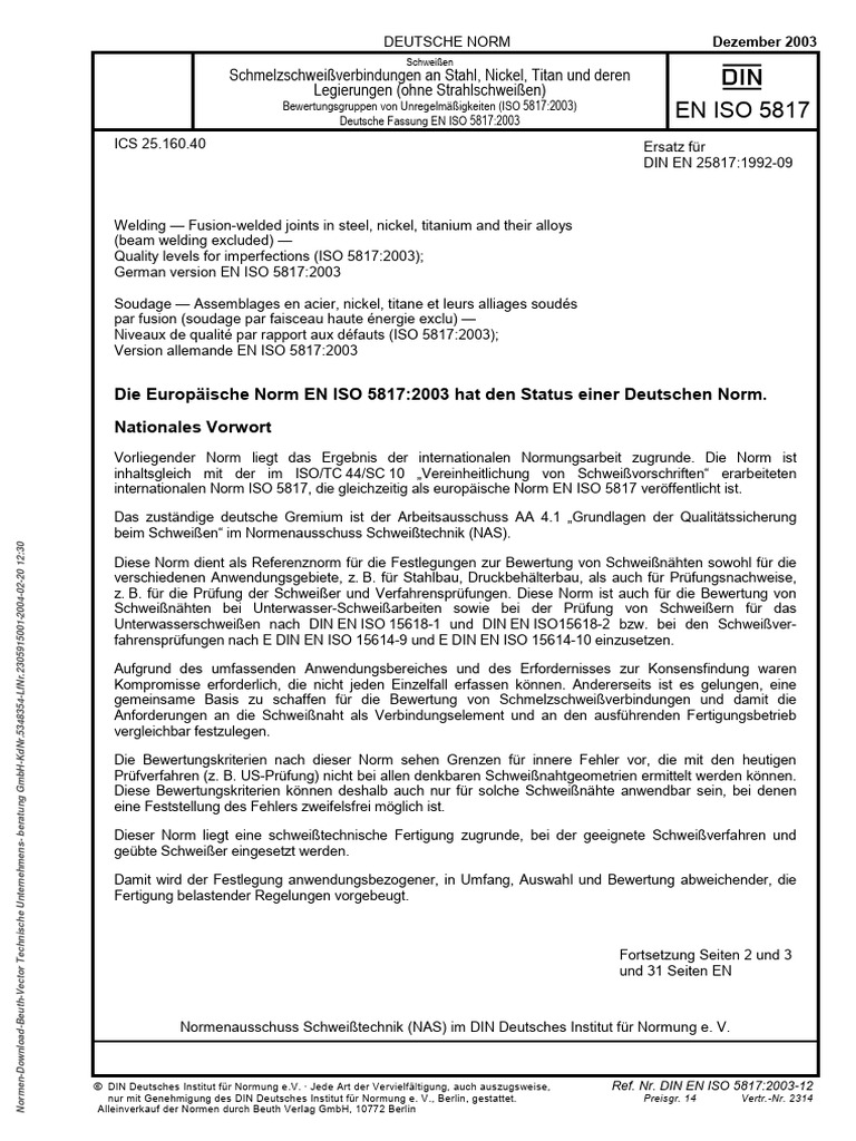 DIN EN ISO 5817 Bew SN | PDF