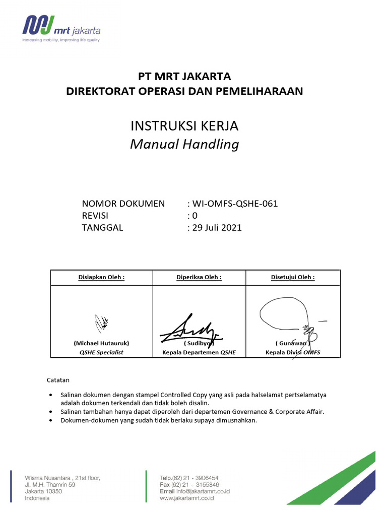 WI-OMFS-QSHE-061 - IK Manual Handling | PDF