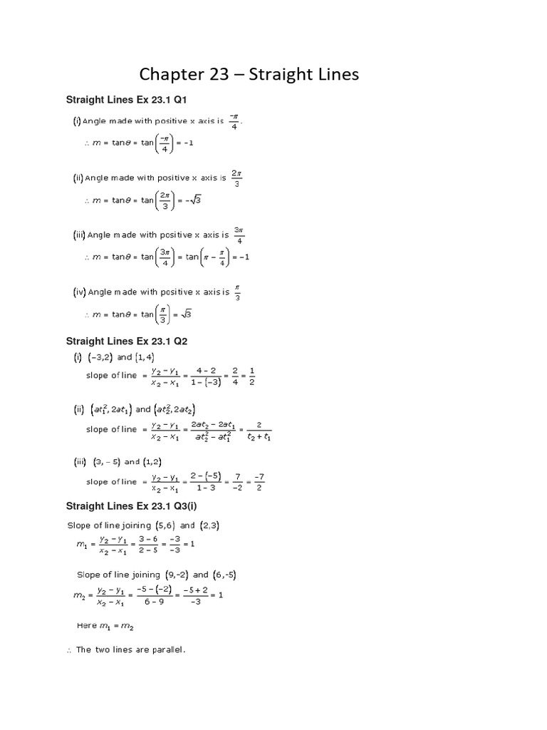 Chapter 23 - Straight Lines | PDF