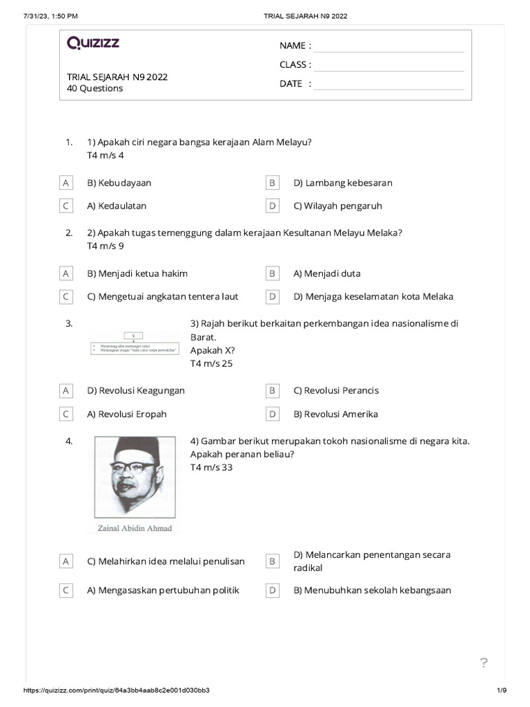Trial Sejarah N9 2022 | PDF