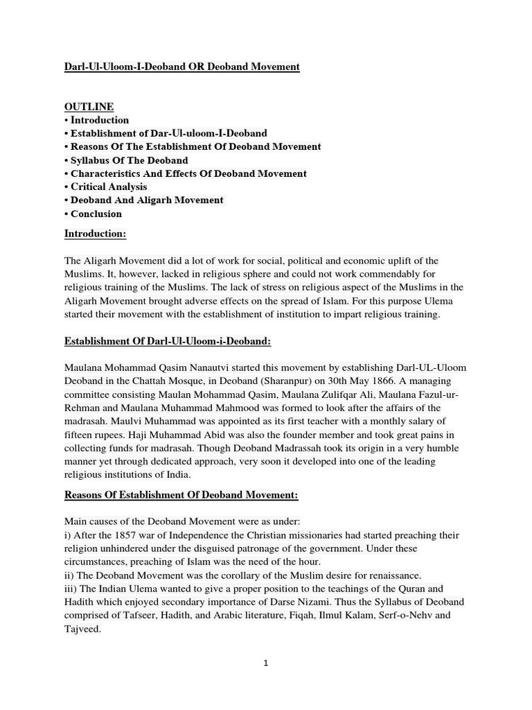 Deoband Movement: Origins and Impact | PDF | Religion & Spirituality