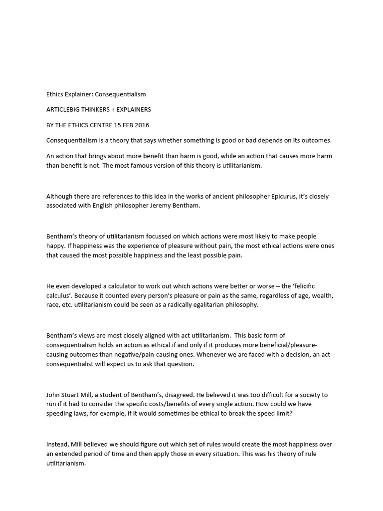 Ethics Explainer | PDF