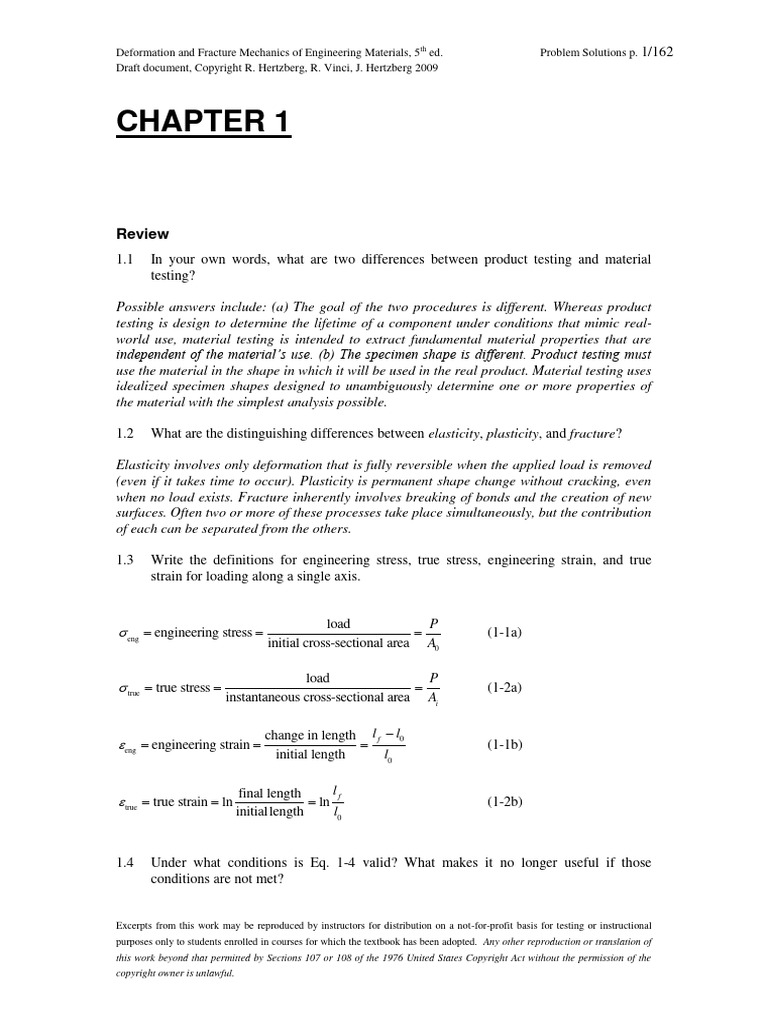 Solution Manual Defo and Fracture Mech o | PDF