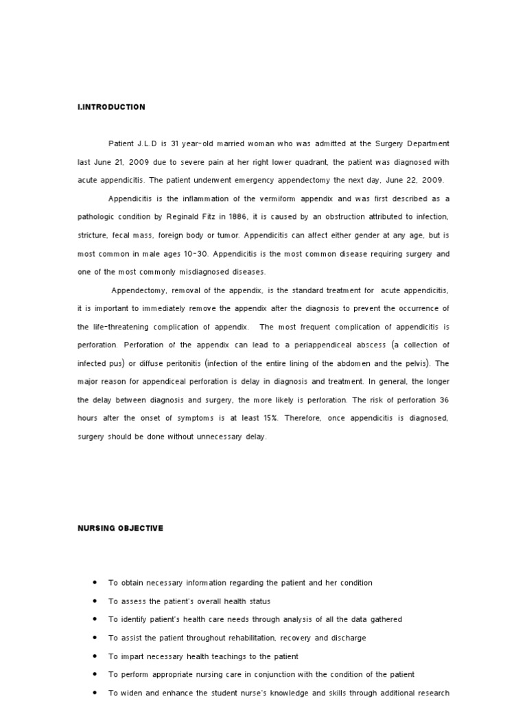 Appendectomy Appendicitis Case Study1 | PDF | Medical Specialties ...