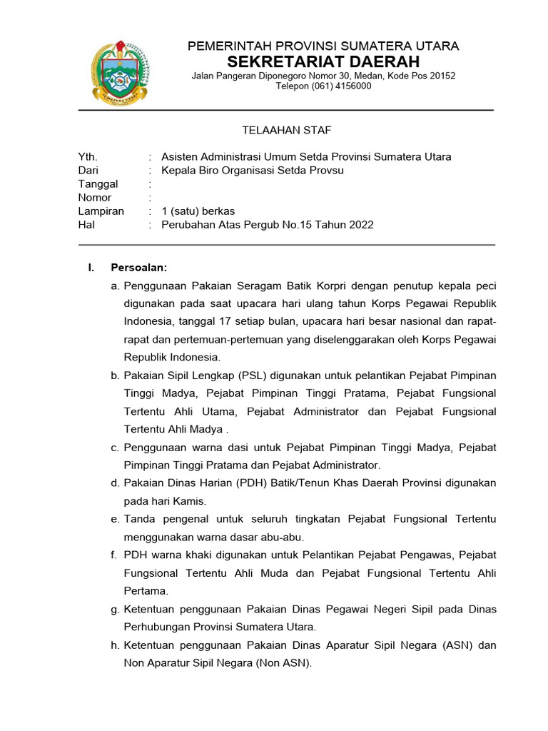 Telaahan Staf Pakaian Dinas | PDF