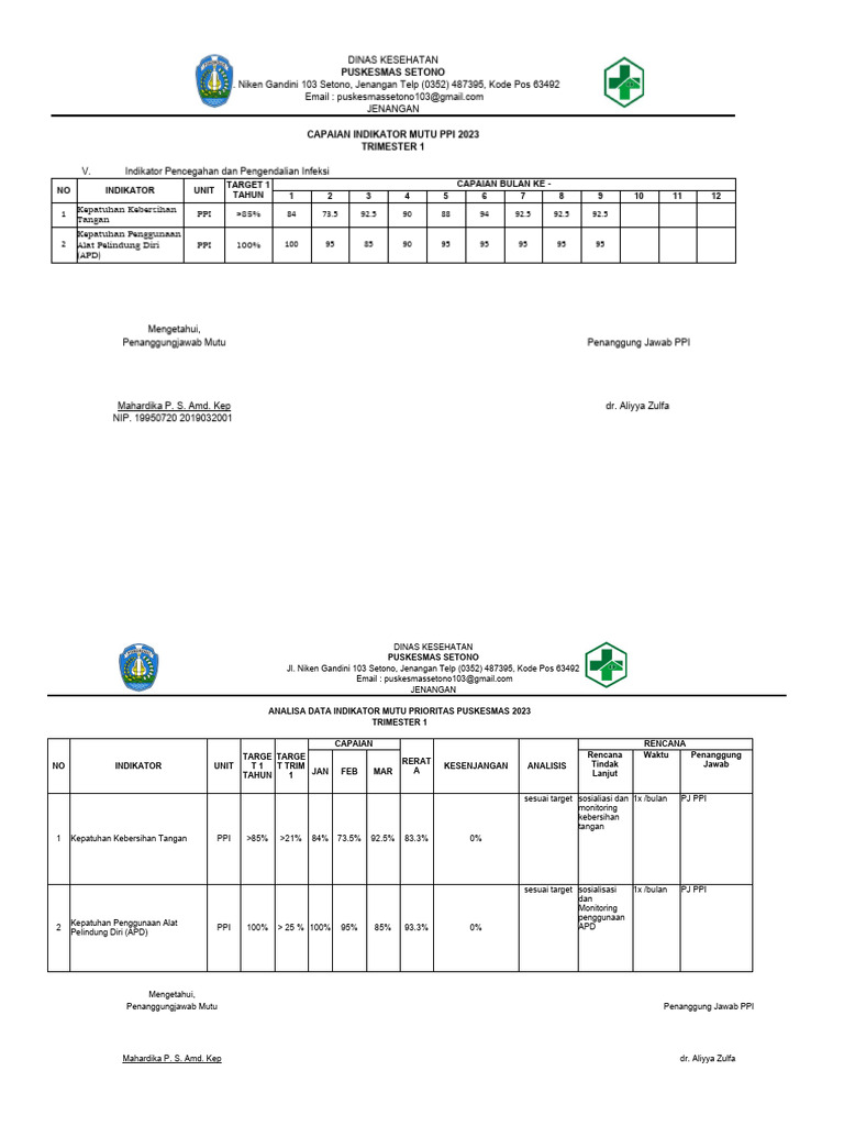 Tabel Indikator Mutu Ppi | PDF