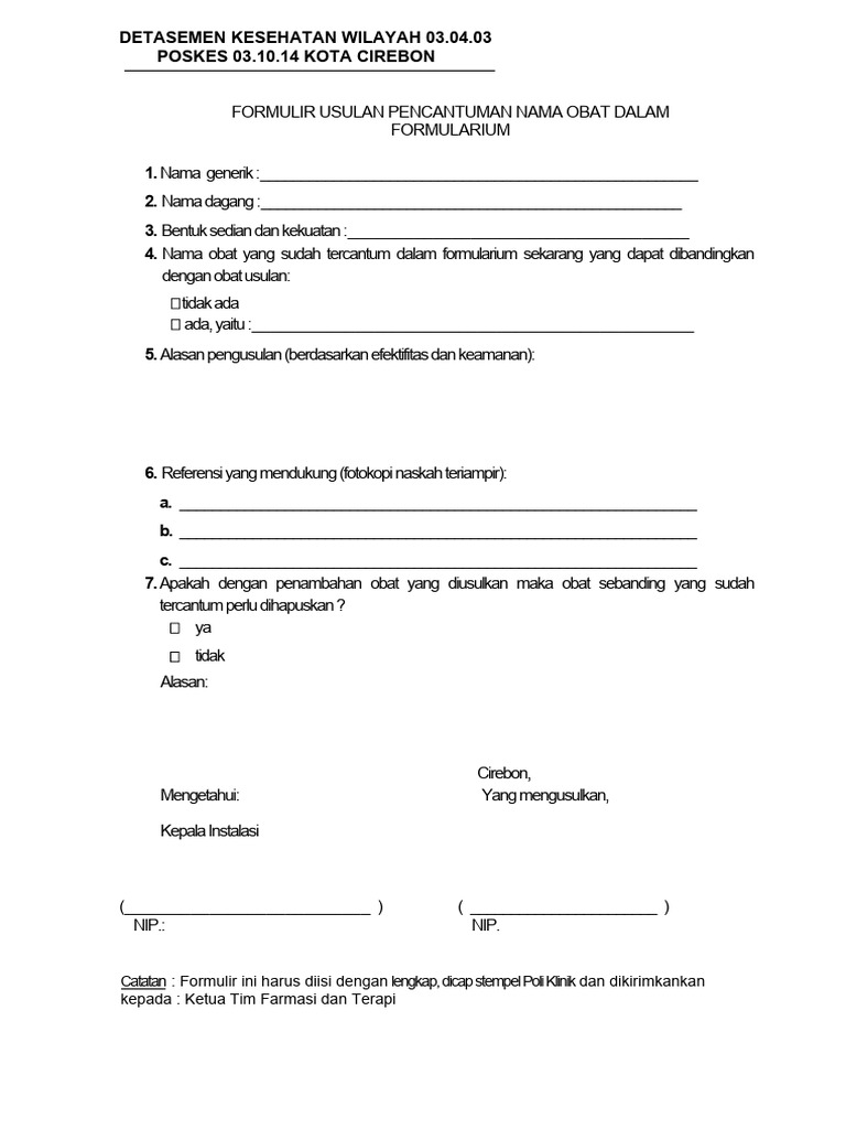 Usulan Penambahan Formularium Formularium | PDF | Bisnis