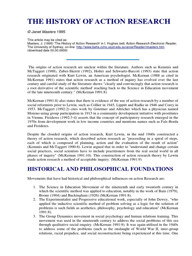 Masters - 1995 - History of Action Research | PDF