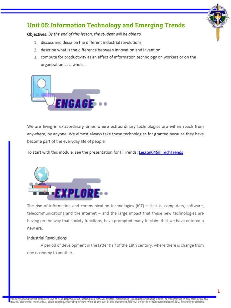 Module 1 - Unit 5 - Information Techonology and Emerging Trends | PDF