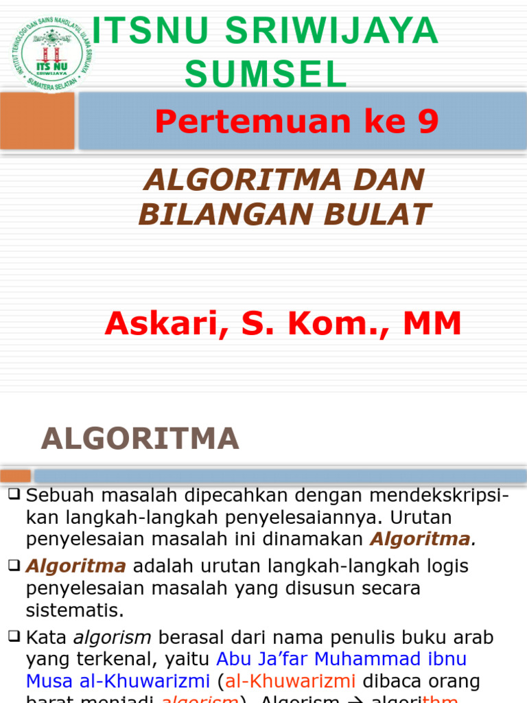 6 - Algoritma Dan Bilangan Bulat | PDF | Metode & Bahan Ajar